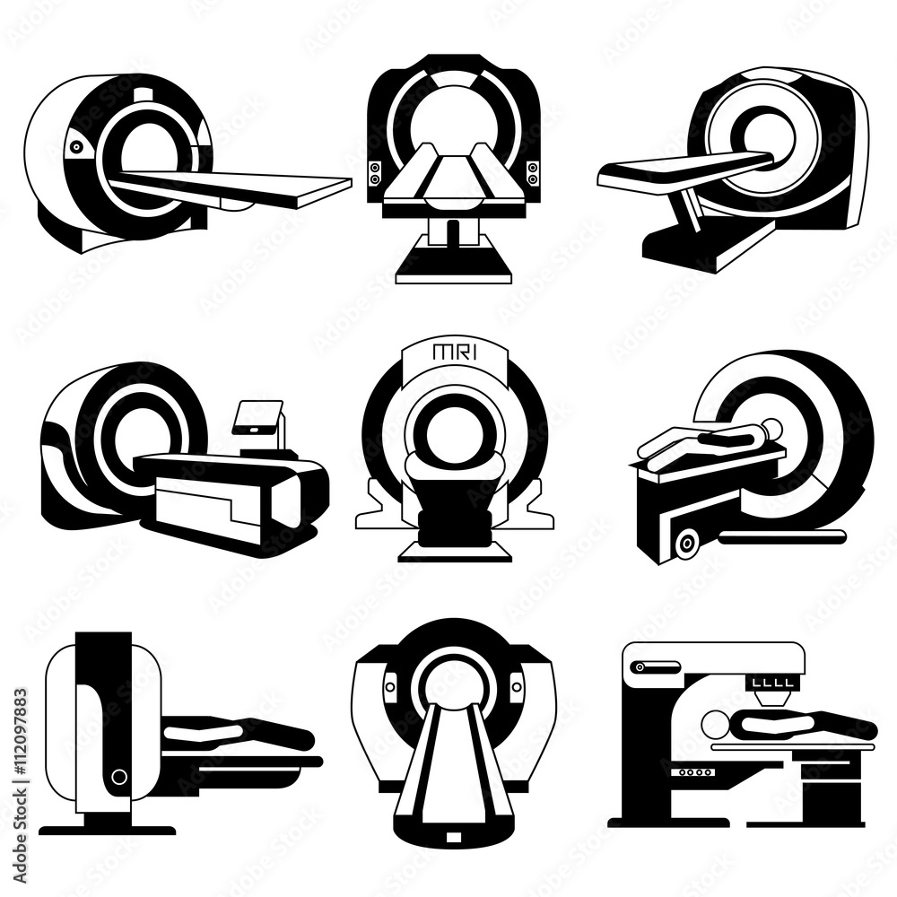 MRI scanner, CT scanner icons Stock Vector | Adobe Stock