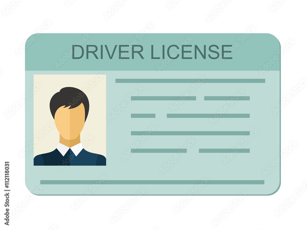 Car driver license identification with photo isolated on white ...