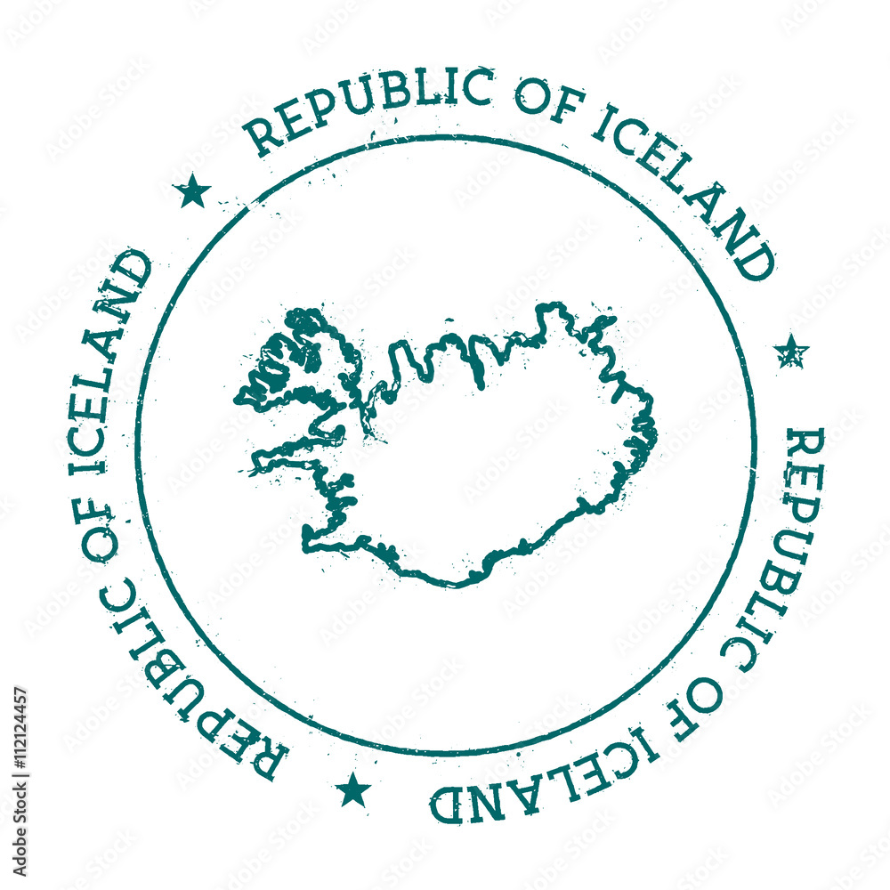 Iceland vector map. Retro vintage insignia with country map. Distressed ...