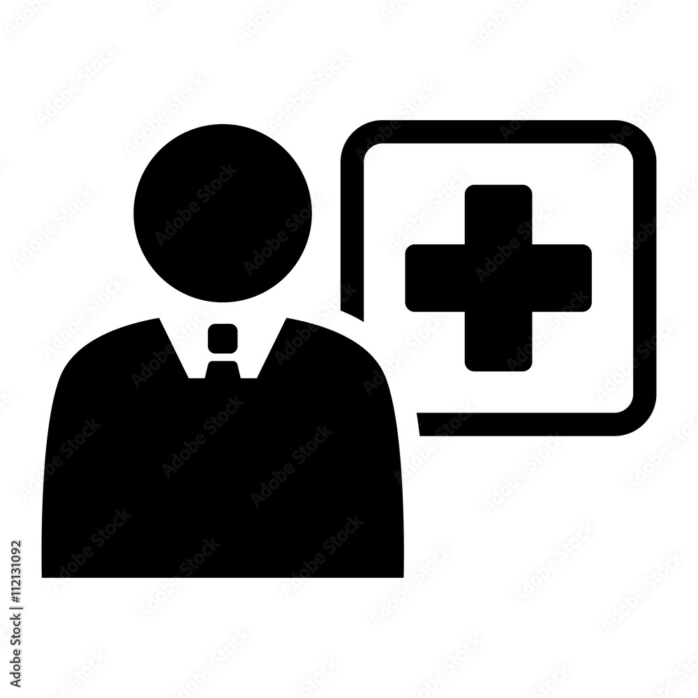 doctor, health worker icon black on white background Stock Vector ...