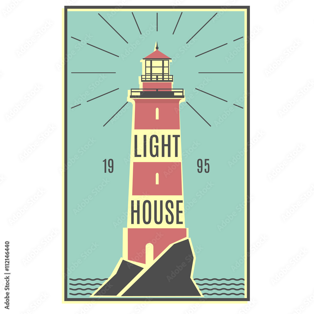 Lighthouse retro black logo. Naval Architecture sign. Lighthouse ...