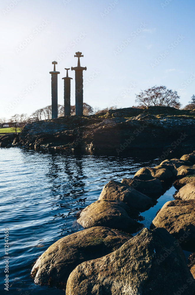 Sverd i Fjell - viking swords monument, symbol of Stavanger Stock Photo ...