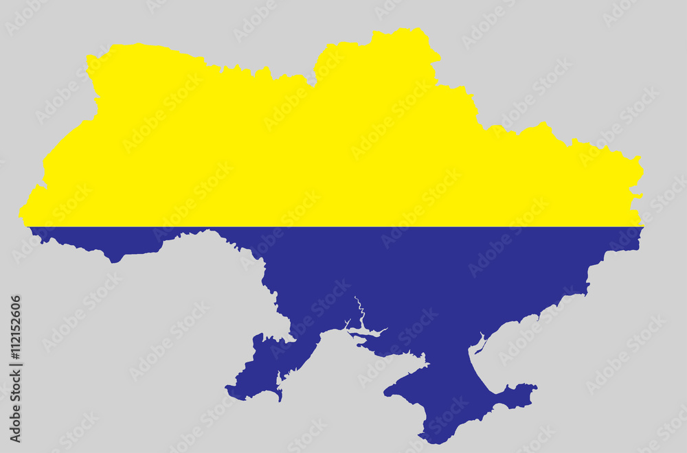 Vector Ukraine topographic map. Ukraine flag on border of the country ...