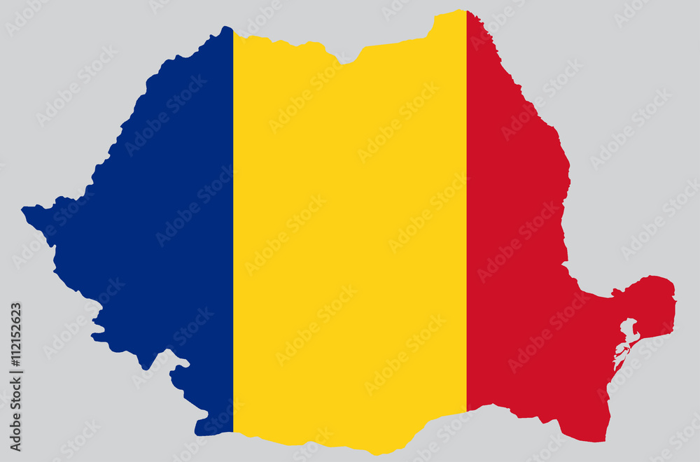 Vecteur Stock Vector Romania topographic map. Romania flag on borders ...
