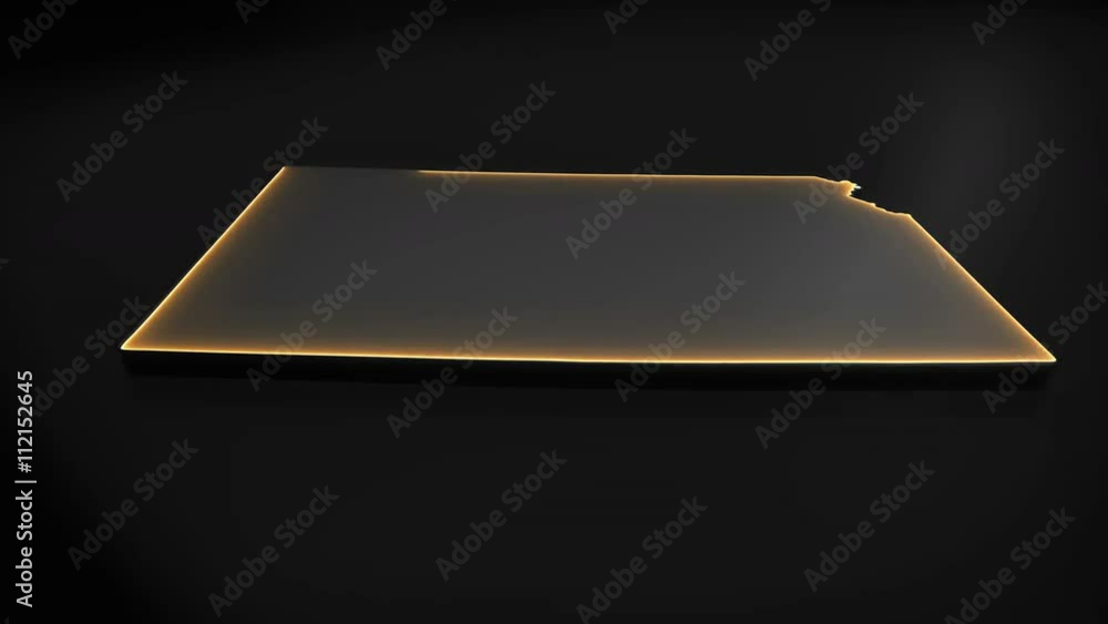 Seamless looping 3D animation of the map of Kansas including 2 versions ...