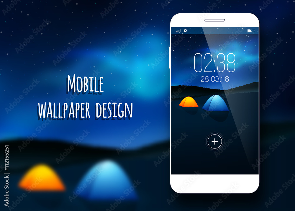 Colorful mobile interface wallpaper on blurred background. Mobile ...
