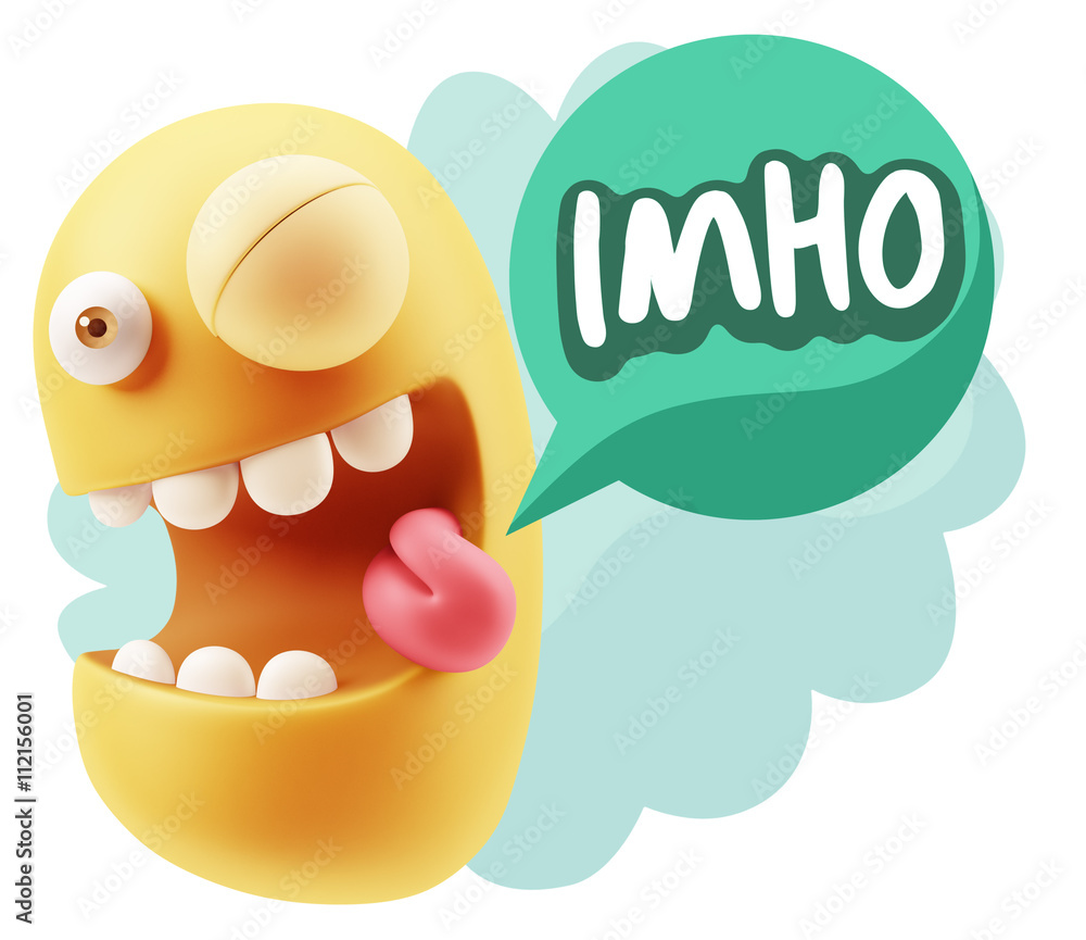 3d Rendering Smile Character Emoticon Expression saying Imho wit Stock ...