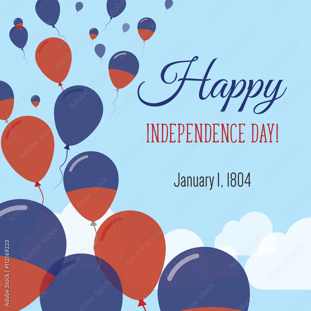 Independence Day Flat Greeting Card. Haiti Independence Day. Haitian ...