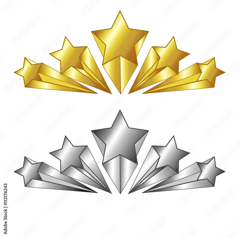 5 five star vector golden emblem. Award badge best service rate symbol ...