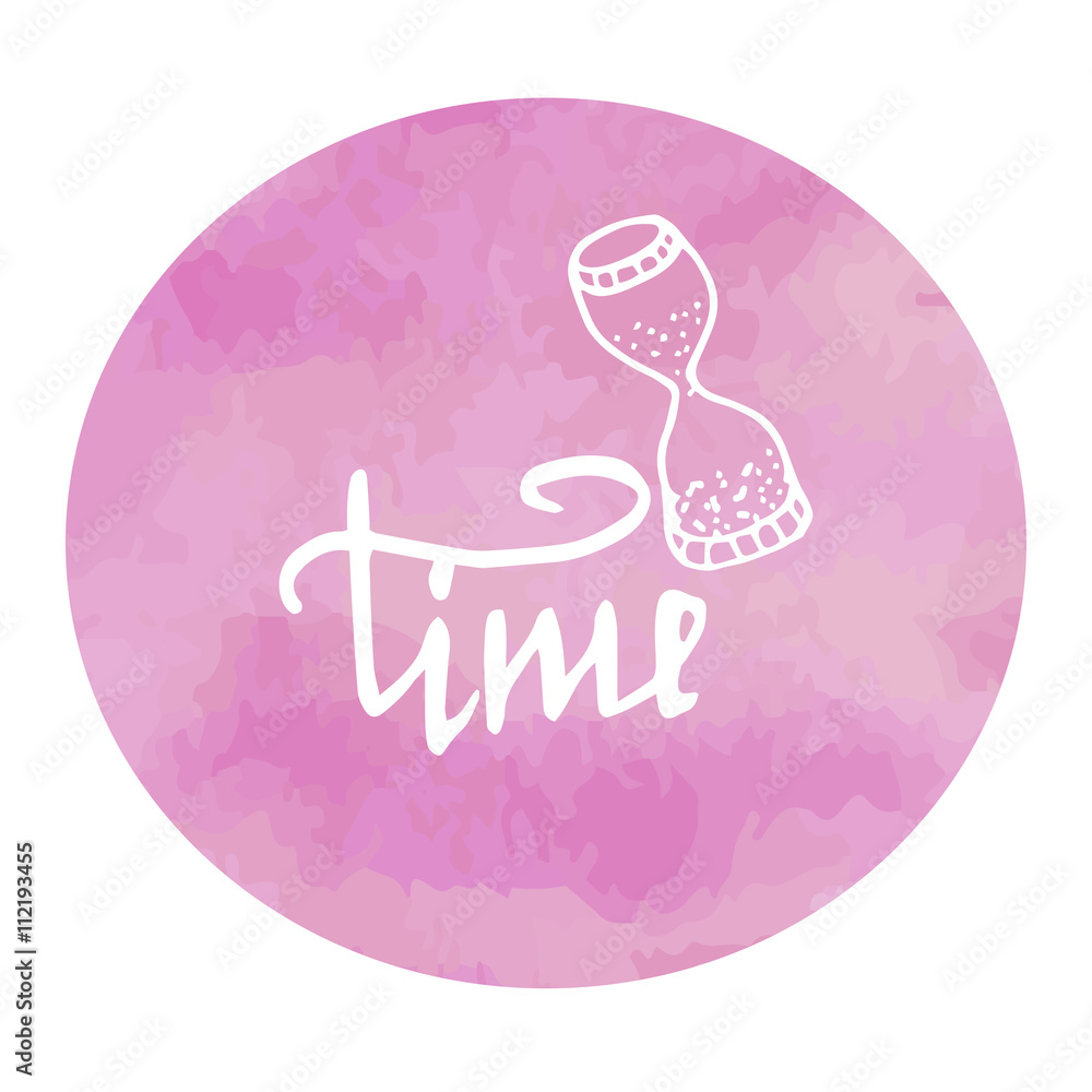 hourglass time watercolor pink spot doodle hand-drawing light Stock ...