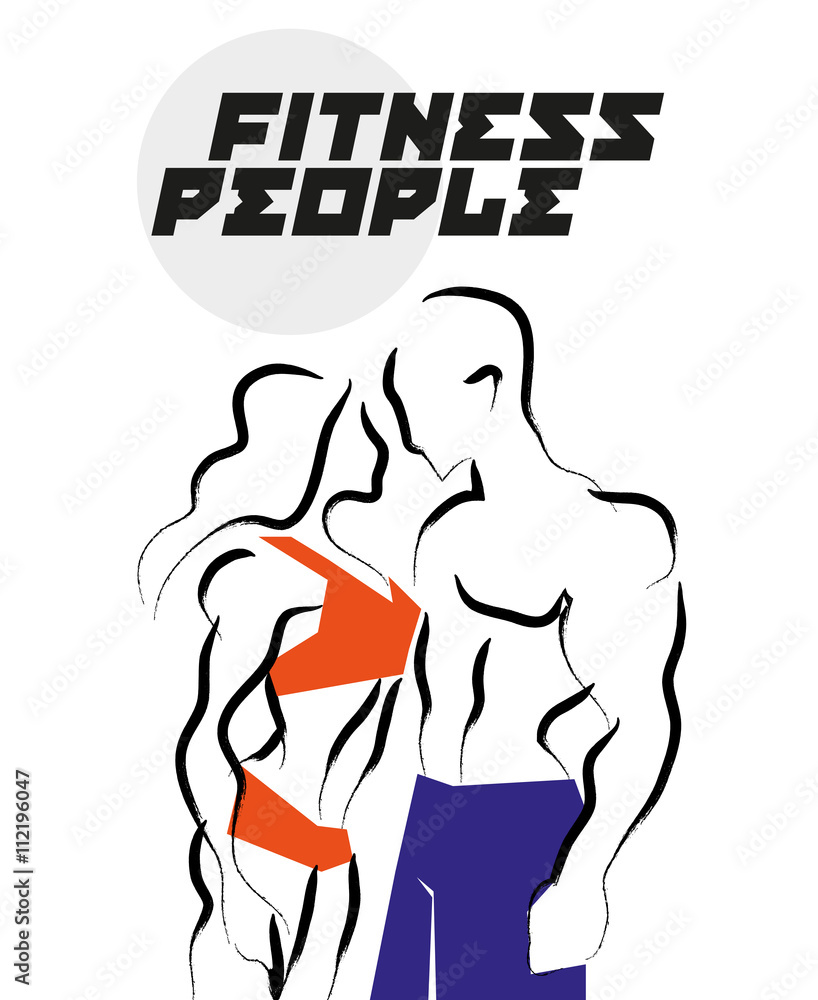 Vector hand drawn fitness people sketch. Athlete figure isolated on ...