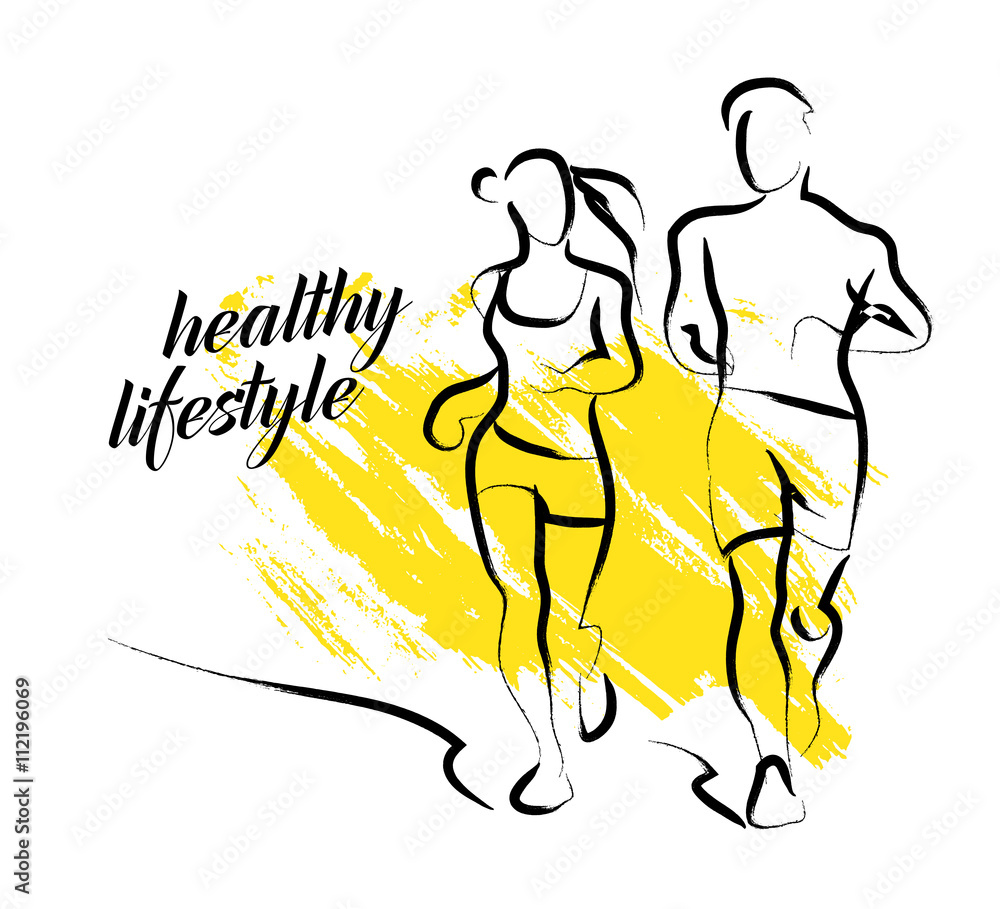 Vector hand drawn fitness people sketch. Athlete figure isolated on ...