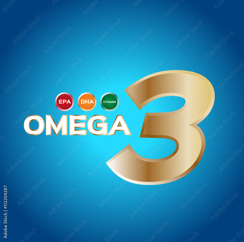 omega 3 icon and logo , vector . omega 3 and vitamin gold set Stock ...