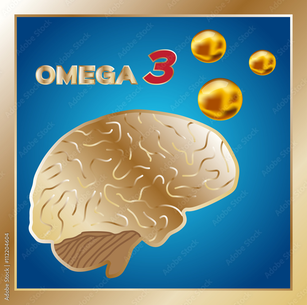 omega 3 icon and logo , vector . omega 3 and vitamin gold set Stock ...