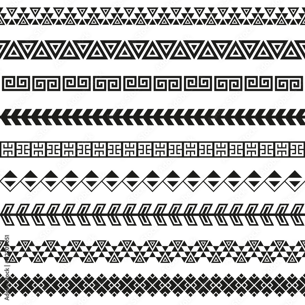 Seamless vector tribal borders. Tribal vintage ethnic seamless backdrop ...