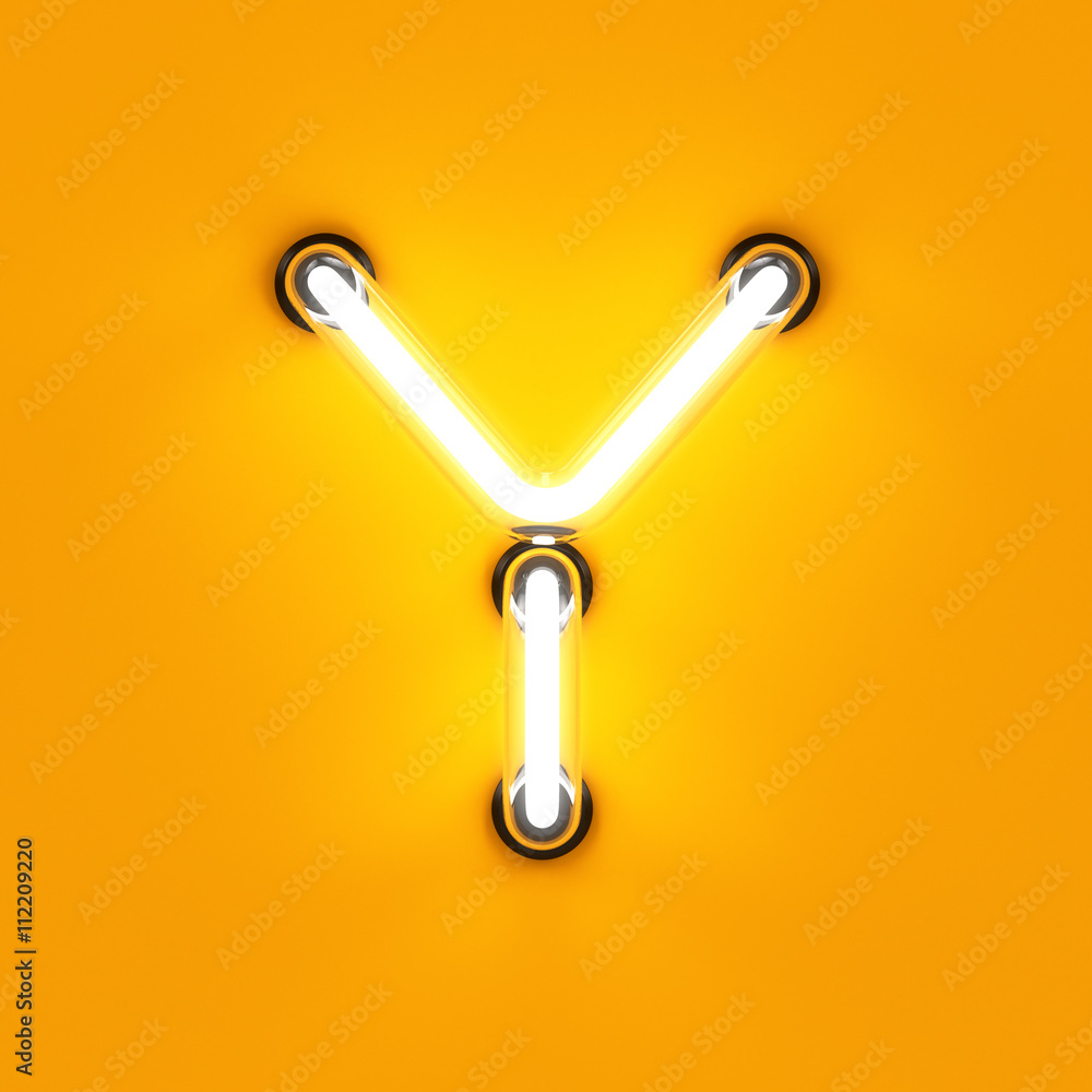 Neon light alphabet character Y font Stock Illustration | Adobe Stock