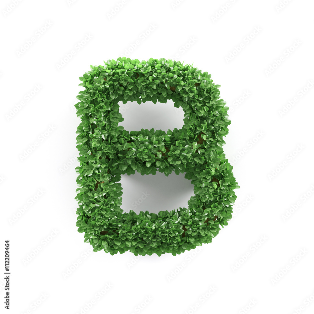 Green leaves B ecology letter alphabet font Stock Illustration | Adobe ...