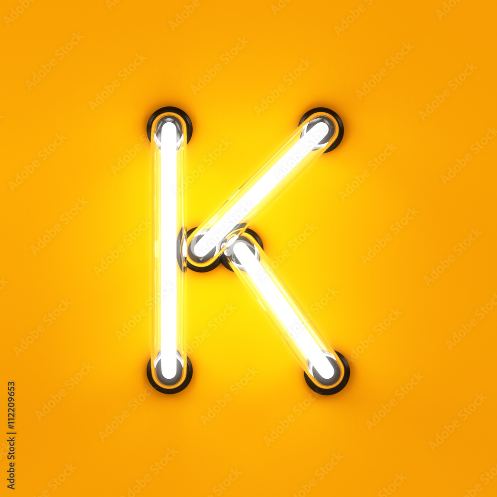 Neon light alphabet character K font Stock Illustration | Adobe Stock