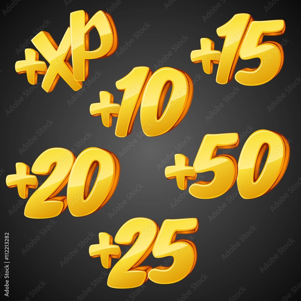 Experience signs game ui icon collection. XP 2d assets. Stock Vector ...