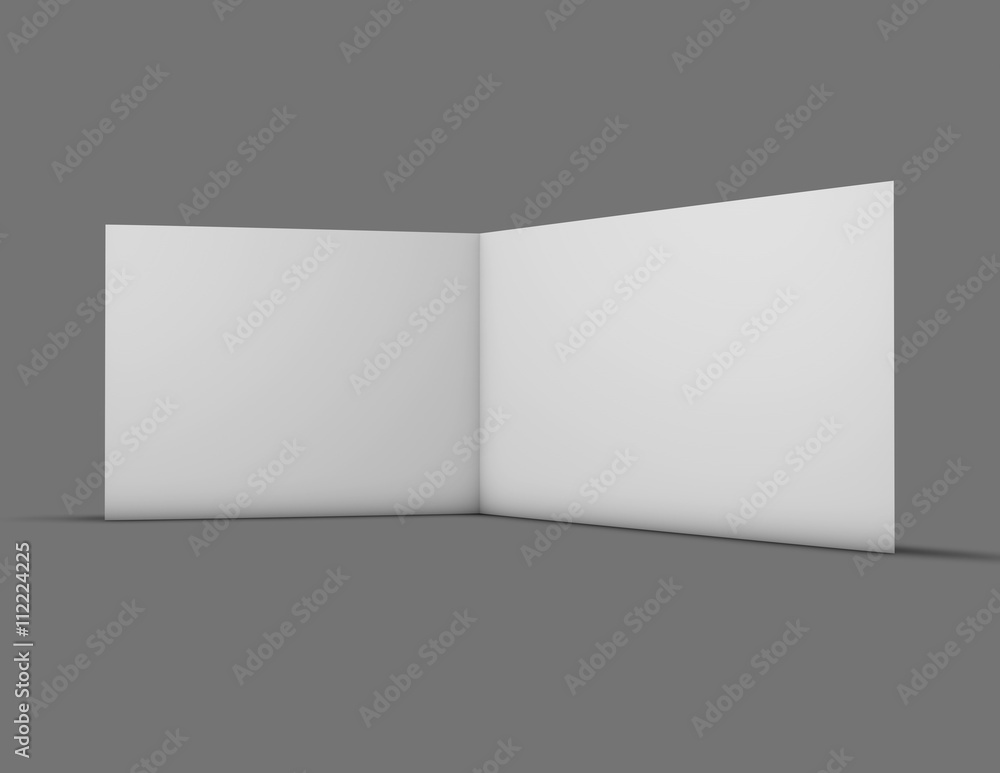 Open horizontal greeting invitation card mock up with blank pages ...