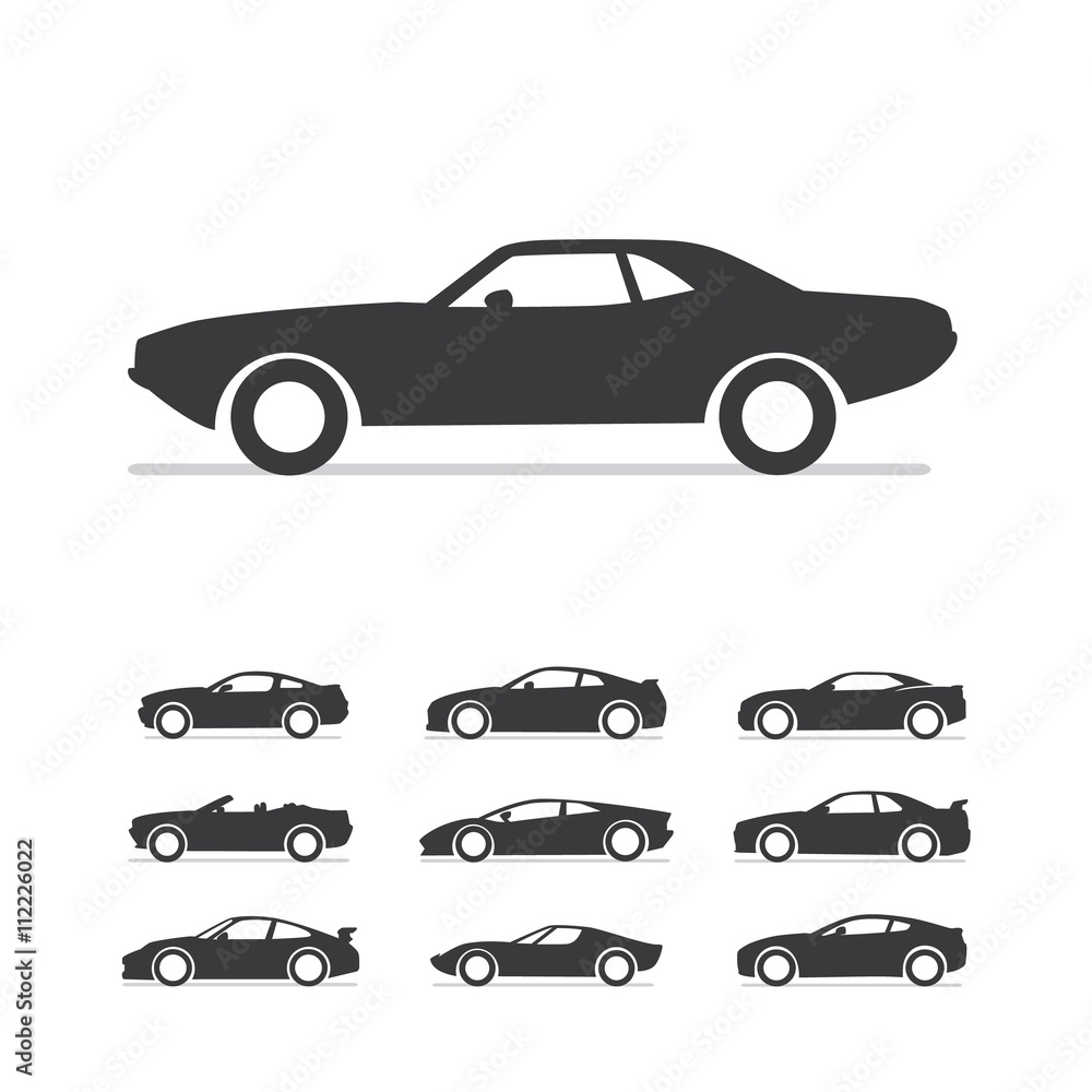 car set, Car illustration, Car silhouette Stock Vector | Adobe Stock