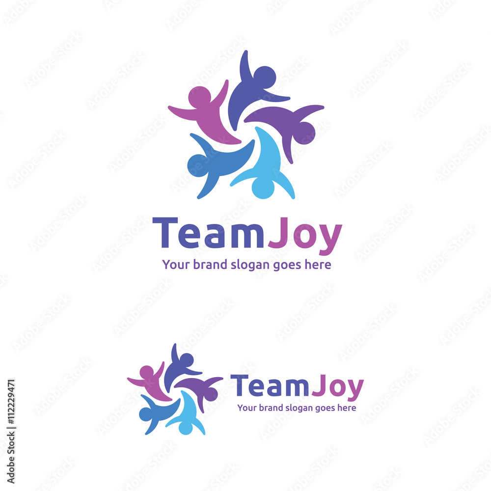 Team Joy Logo, People Teamwork Icon Stock Vector | Adobe Stock