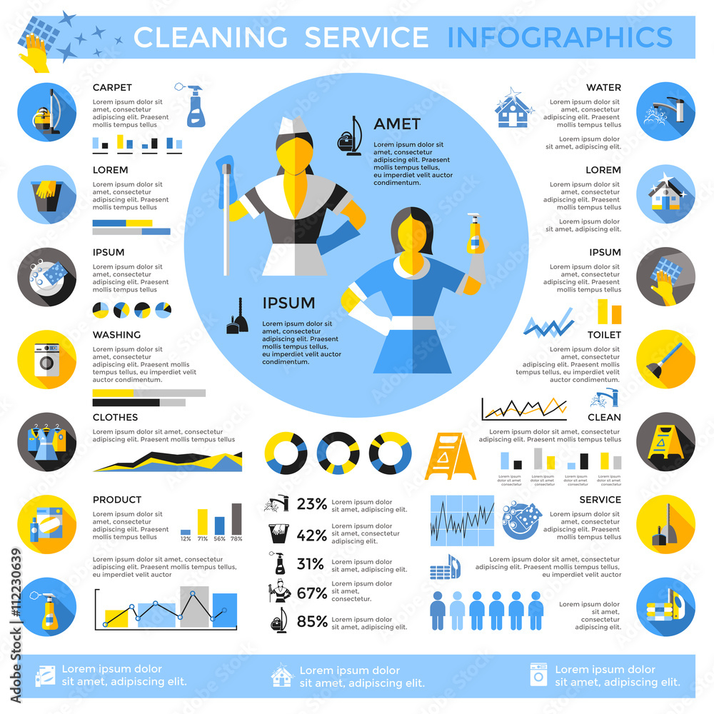 Cleaning Service Infographics Stock Vector | Adobe Stock