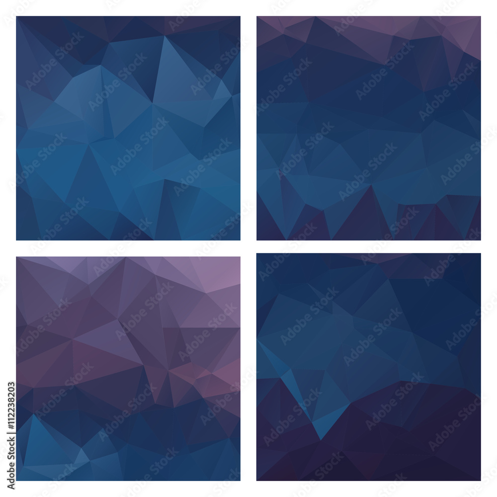 Polygonal vector backgrounds. Set of colored vector patterns in ...