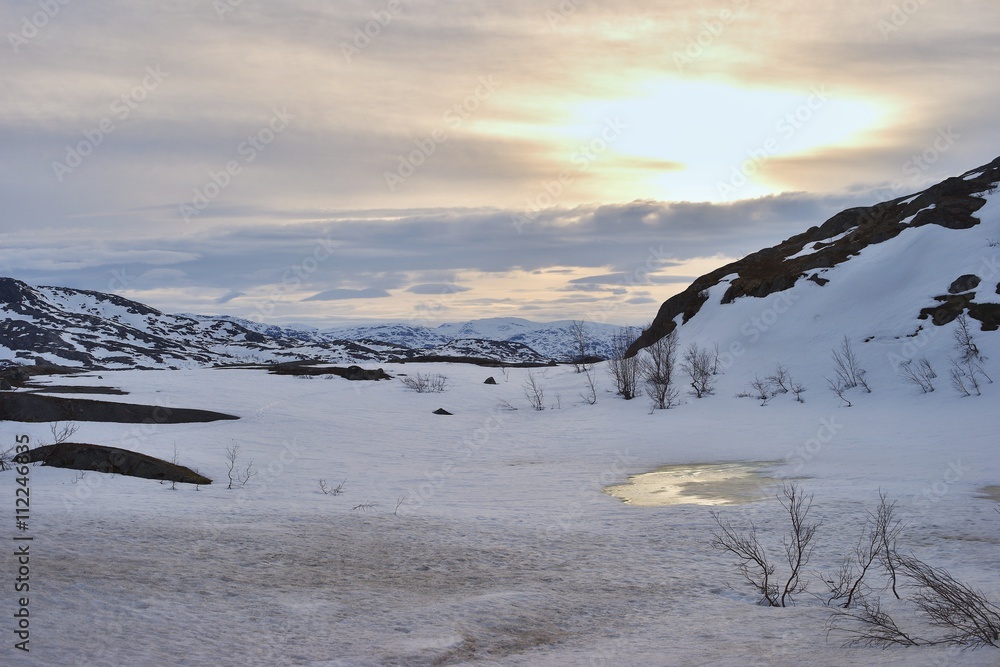 Panorama Picture of the Scandinavian mountains in the north Norway in ...