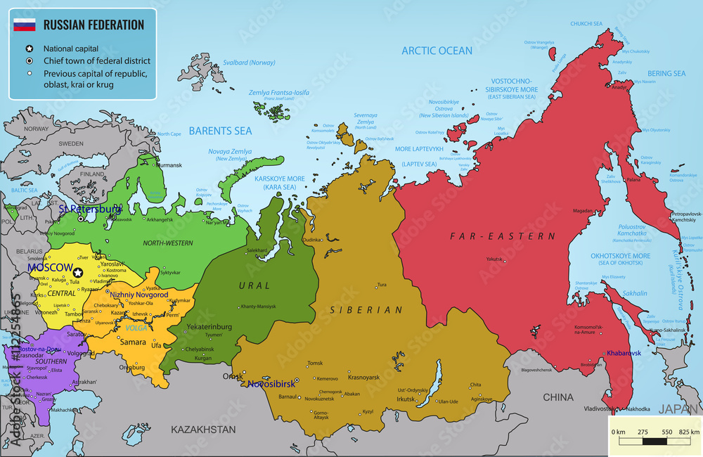 Russian Federation map with selectable territories. Vector Stock Vector ...