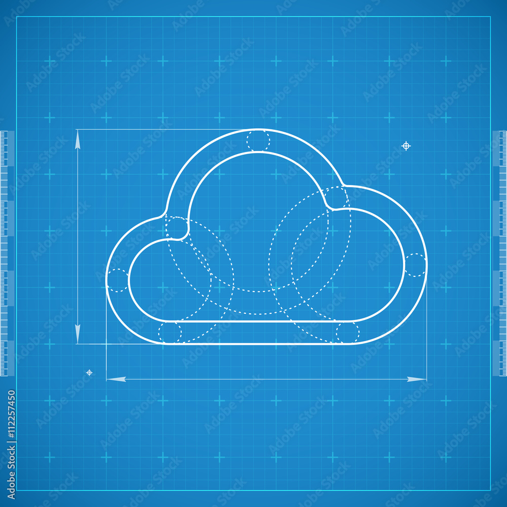 Blueprint of cloud. Stylized vector illustration. Stock Vector | Adobe ...