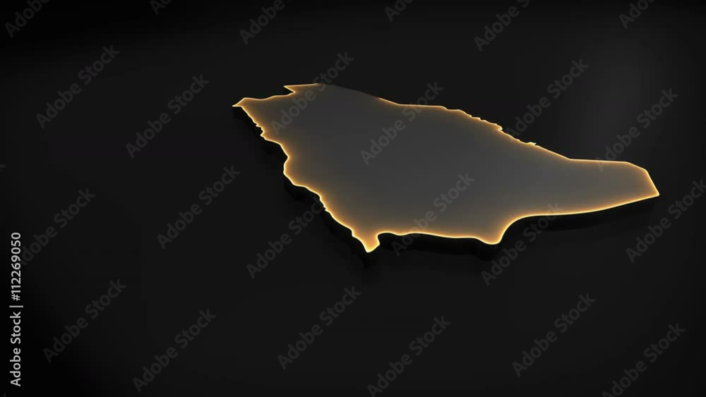 Seamless looping 3D animation of the map of Saudi Arabia including 2 ...