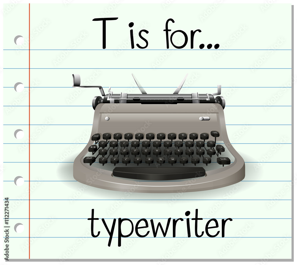 Flashcard letter T is for typewriter Stock Vector | Adobe Stock