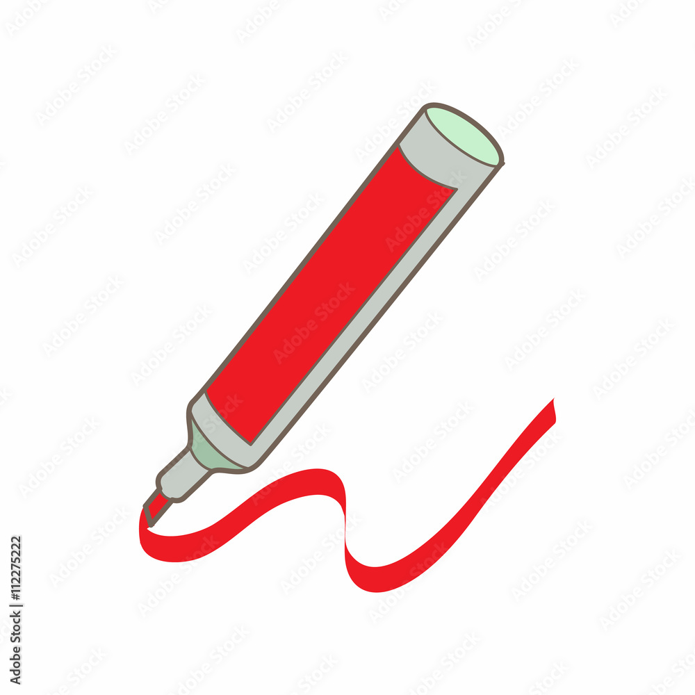 Red marker icon in cartoon style Stock Vector | Adobe Stock