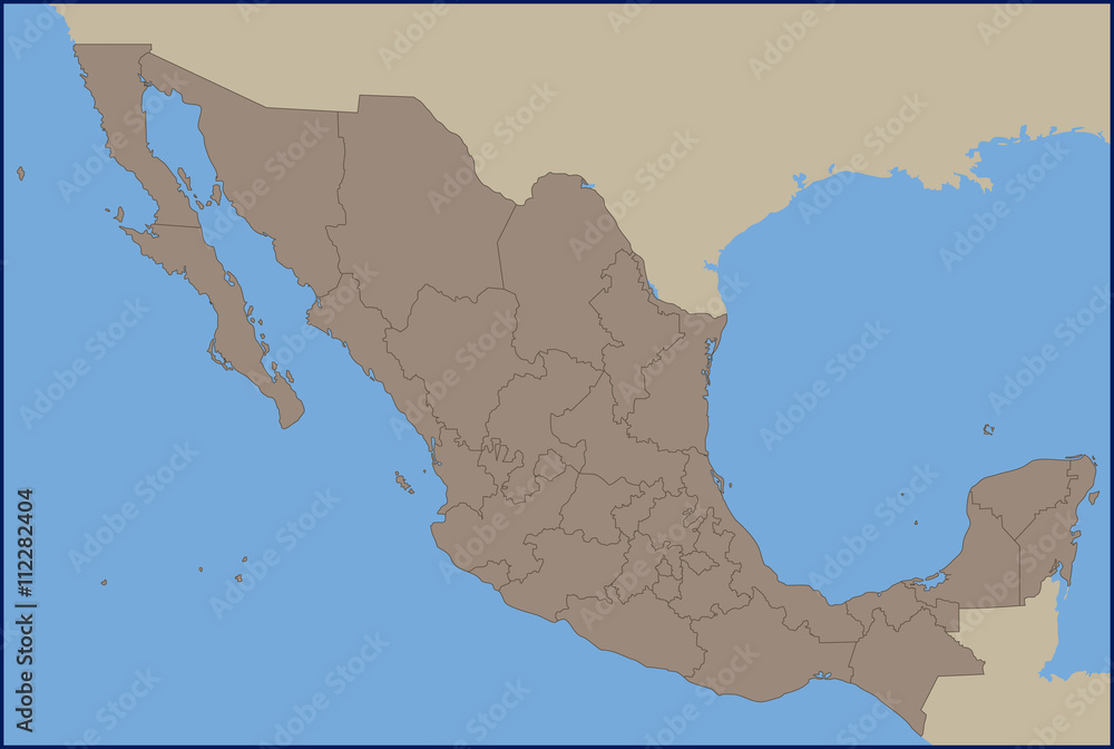Empty Political Map of Mexico Stock Vector | Adobe Stock