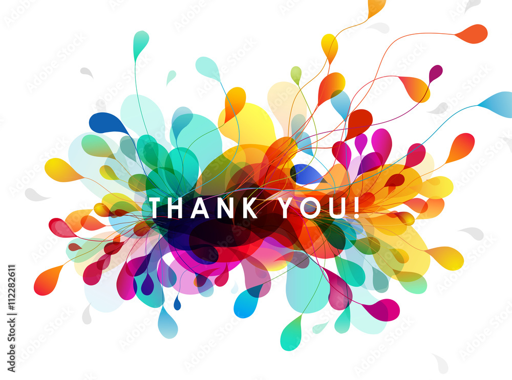 Abstract colored background with leafs and Thank you quotation. Stock ...