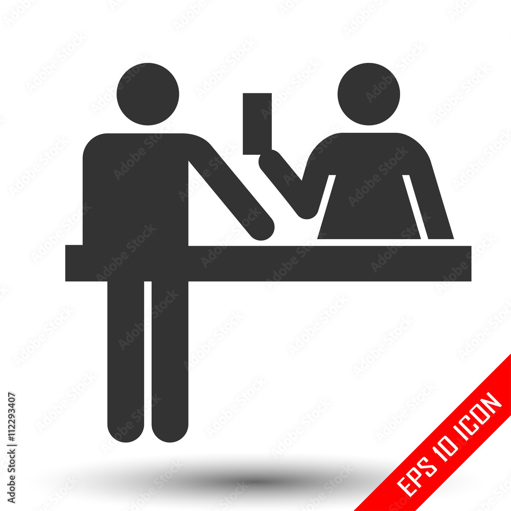 Custom officer icon. Immigration officer logo. Policeman, barrier ...