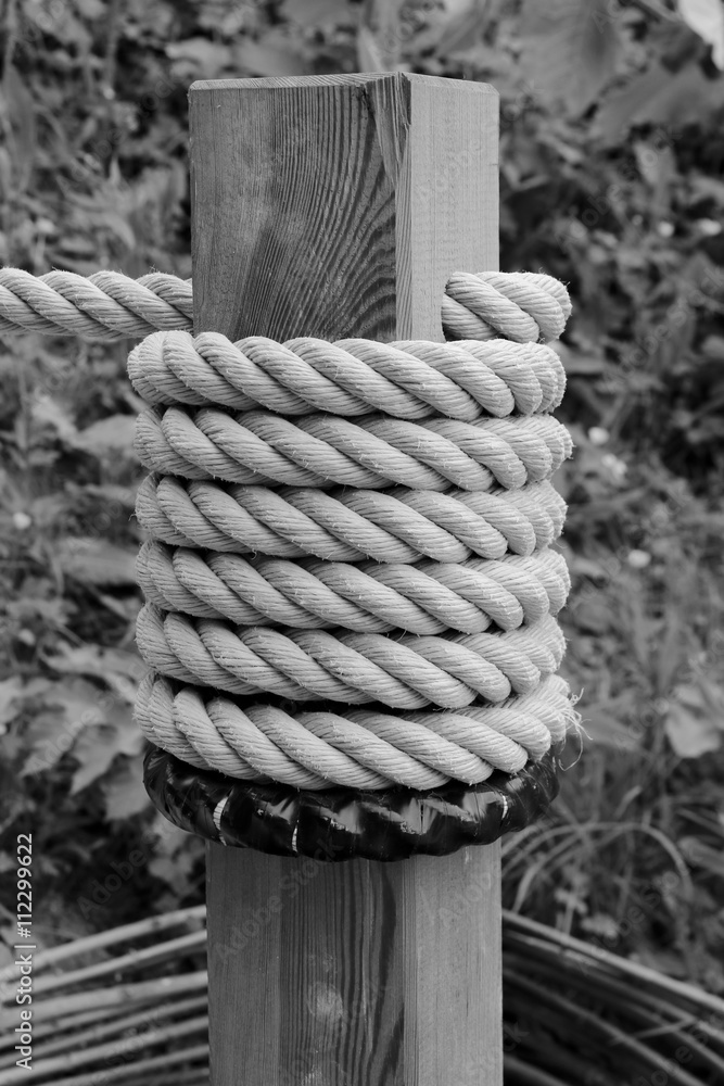 Ropes around a post , on a staircase, Saint Valery sur Somme,FRANCE ...