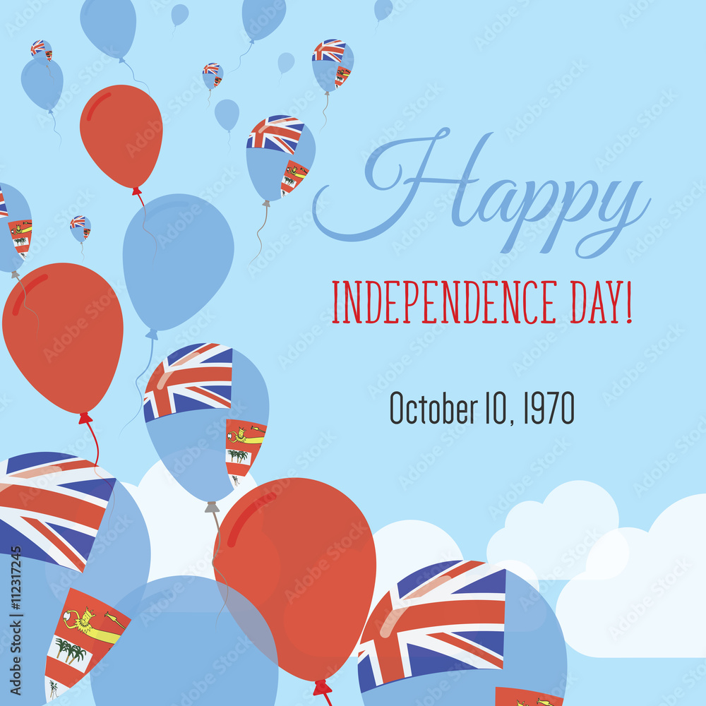 Independence Day Flat Greeting Card. Fiji Independence Day. Fijian Flag ...