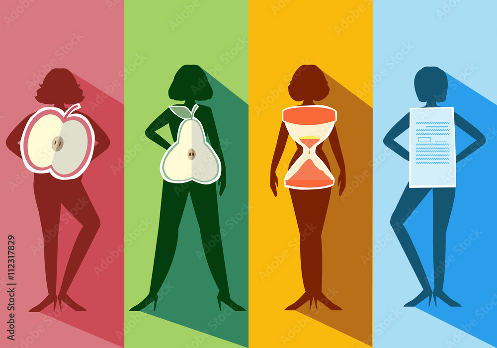 Set Of Female Body Shape Types vector Illustrations Stock Vector set-of-female-body-shape-types-vector-illustrations-stock-vector