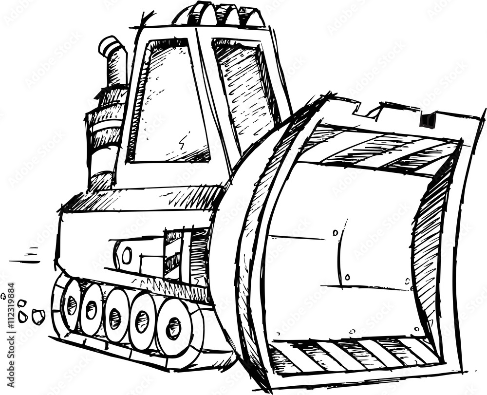 Sketch Construction Bulldozer Vector Illustration Stock Vector | Adobe ...
