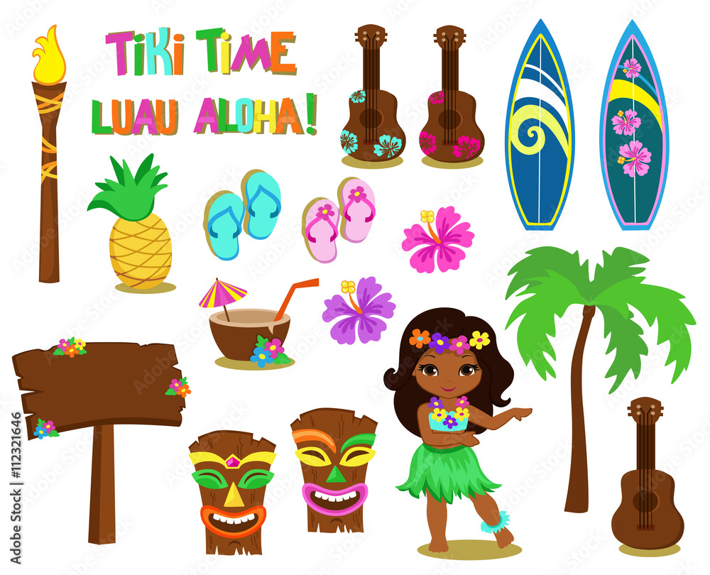 Vector illustration Hawaiian Collection. Stock Vector | Adobe Stock