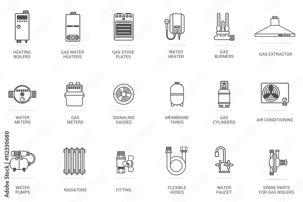 Vector linear icon gas equipment Stock Vector | Adobe Stock