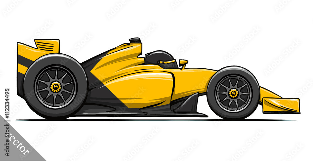 child's funny cartoon formula race car vector illustration art Stock ...
