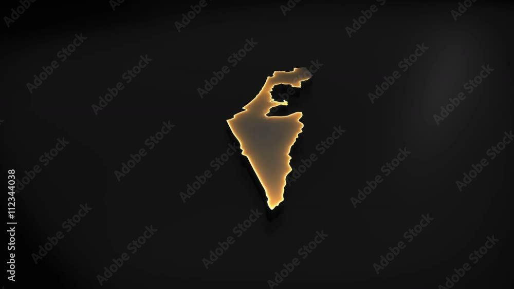 Seamless looping 3D animation of the map of Israel (without Westbank ...