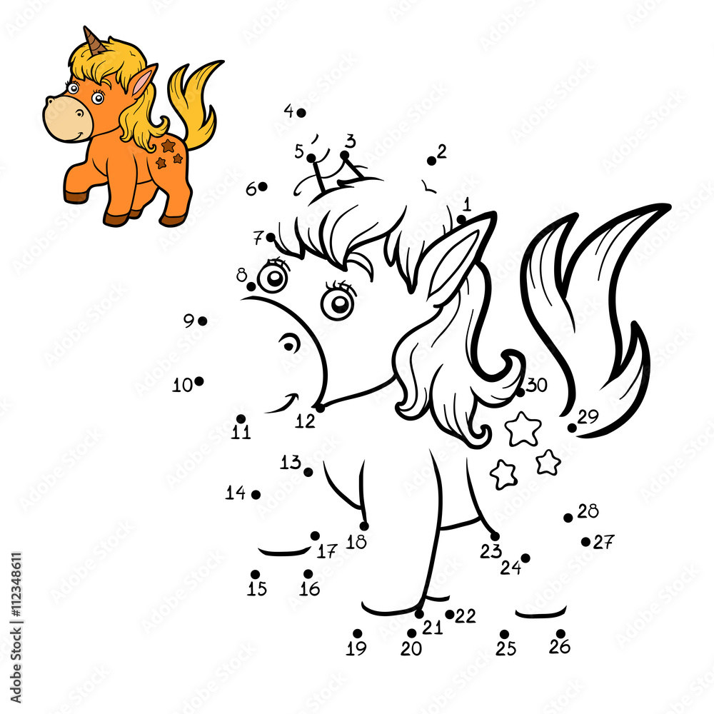 Numbers game for children. Little unicorn Stock Vector | Adobe Stock