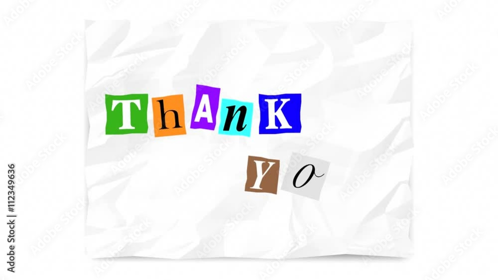 Thank You Note Message Cutout Ransom Letters 3d Animation Stock Video ...