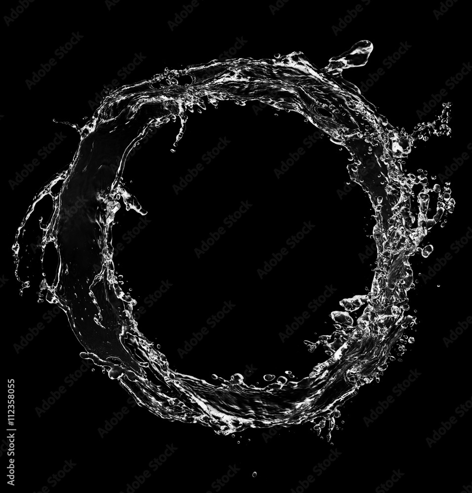 Water splash circle isolated on black background Stock Photo | Adobe Stock