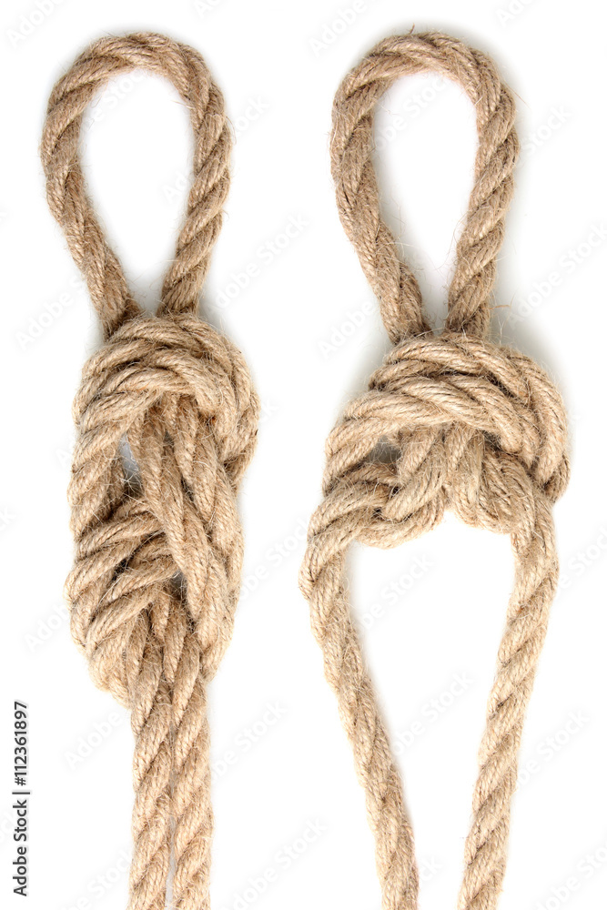 collage of different types of knots on a white isolated background ...