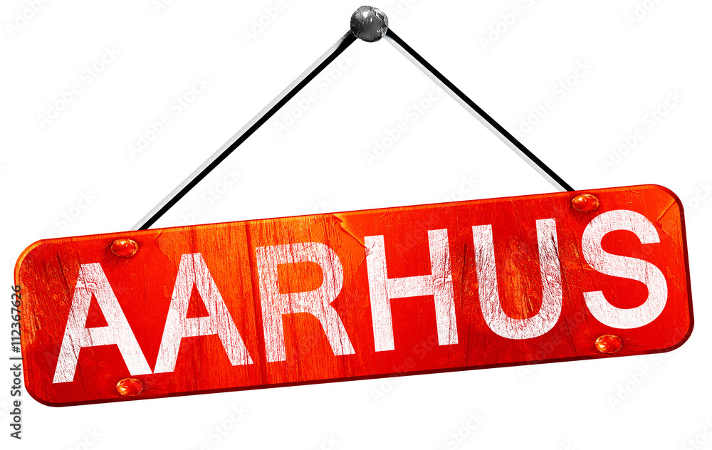 Aarhus, 3D rendering, a red hanging sign Stock Illustration | Adobe Stock
